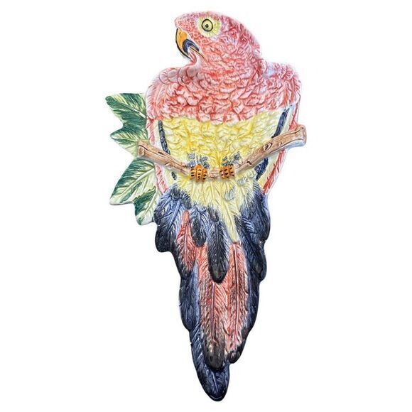 Vintage | Art | Vintage Italy Majolica Parrot Macaw Bird Pottery Spoon ...
